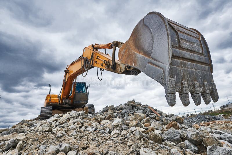 Demolition Construction Work. Worker at Building Site Stock Image ...