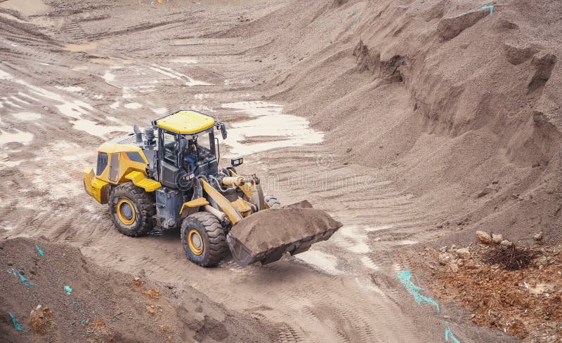 Excavator Loader Machine during Earthmoving Works Stock Image - Image ...