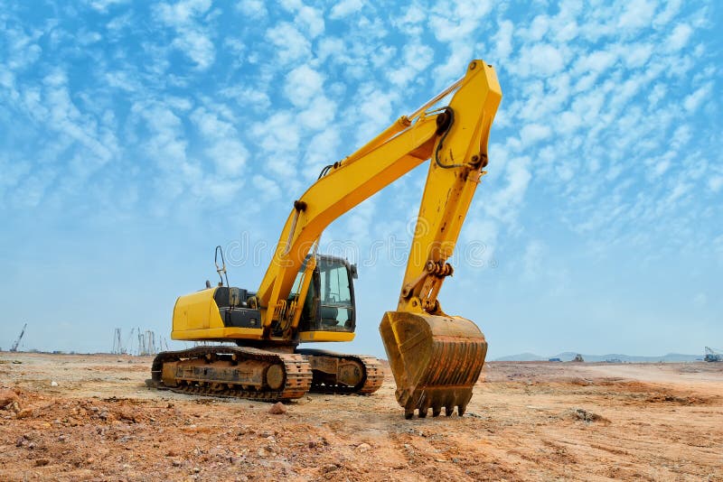 Excavator Loader Machine during Earthmoving Stock Photo - Image of lift ...