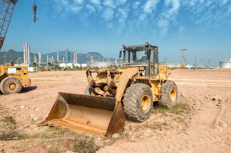 Excavator Loader Machine during Earthmoving Works Outdoors Stock Photo ...