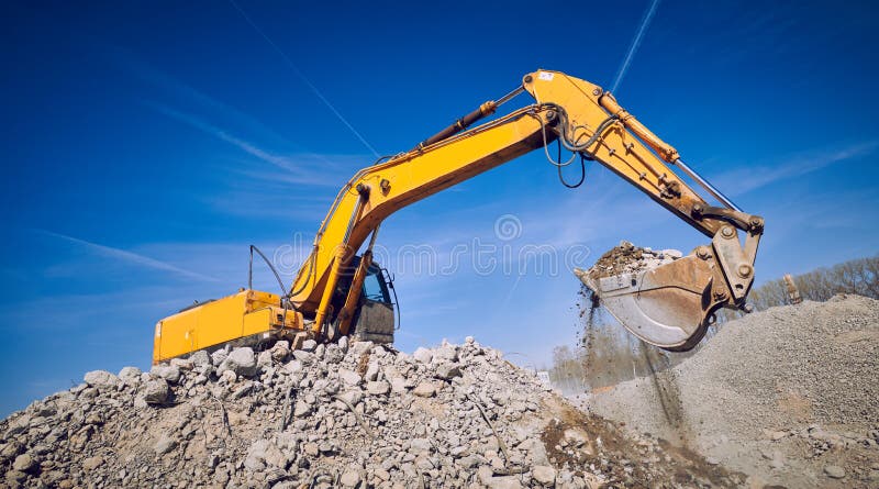 Excavator Loader Machine at Construction Site Stock Image - Image of ...
