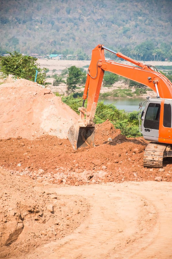 Excavator Loader Machine during Earthmoving Stock Photo - Image of ...