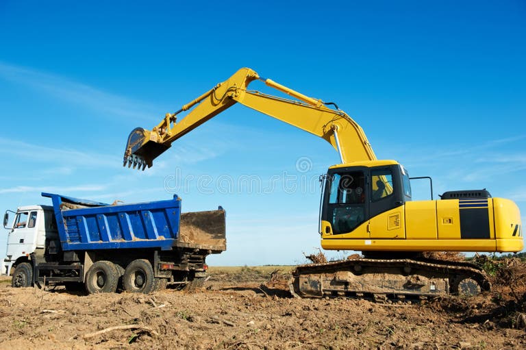 Excavator loader at work stock photo. Image of development - 20985196