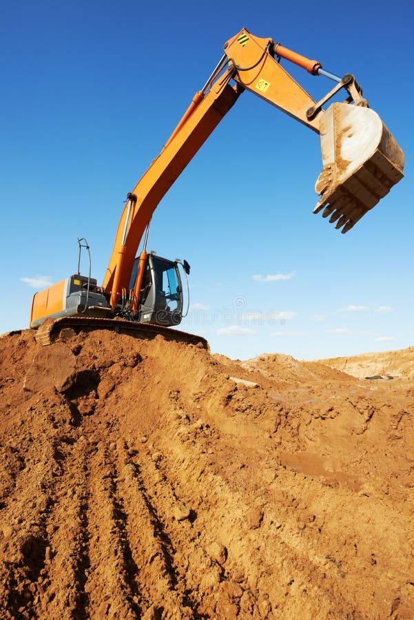 Hydraulic Crawler Excavator at Construction Site Stock Image - Image of ...