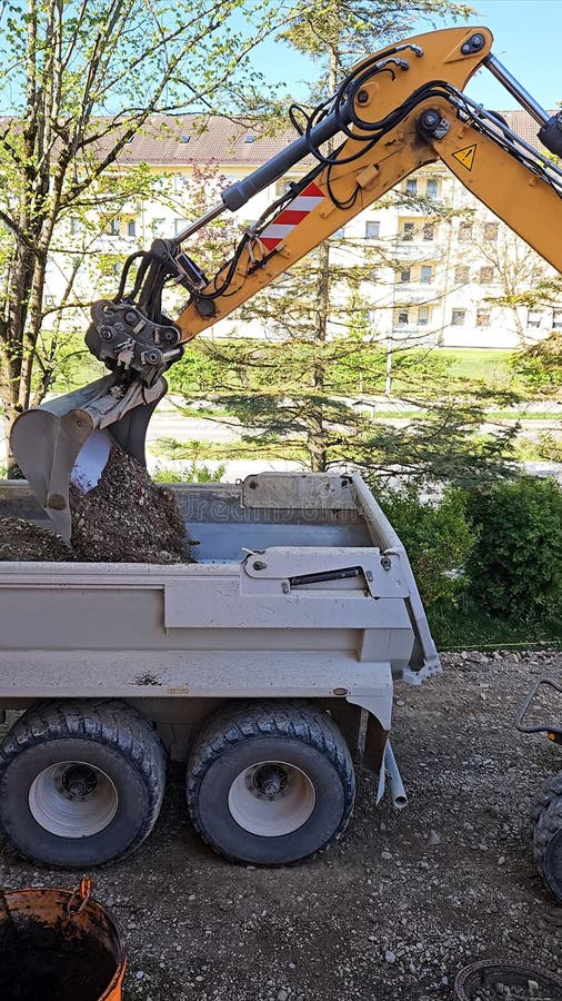 Excavator Loading Dump Truck: Earthmoving Construction Site Stock Photo ...