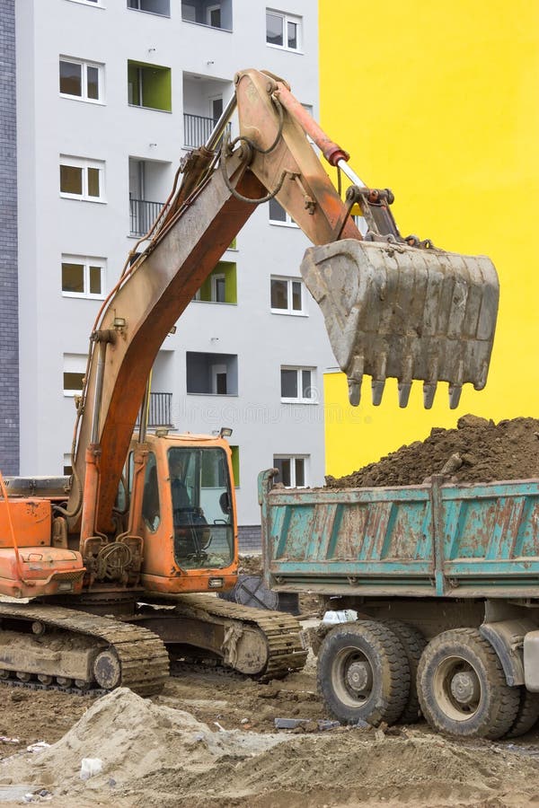 Excavator Loading Dumper Truck 3 Stock Photo - Image of equipment, dirt ...