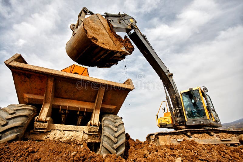 Excavator loading stock image. Image of construction - 102862461
