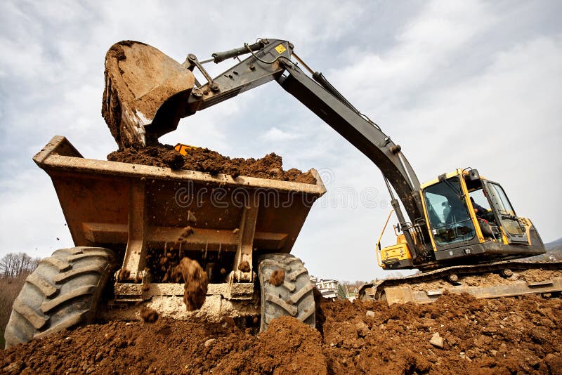 Excavator loading stock image. Image of earth, machinery - 103421105