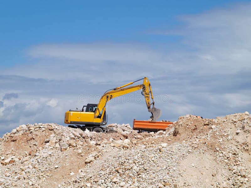 Excavator Loading Tipper Truck Stock Image - Image of mover, shovel ...