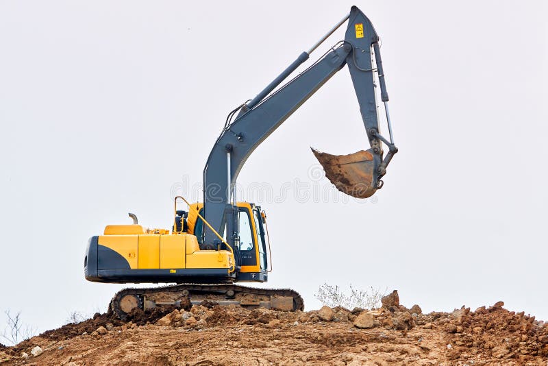 Excavator loading stock image. Image of yellow, digger - 113684169
