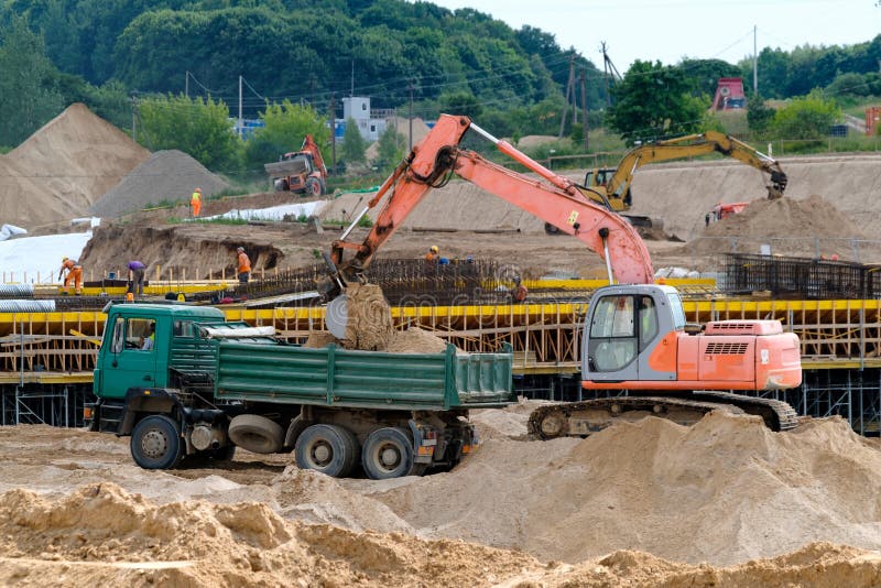 Excavator Loads the Ground in the Truck Stock Image - Image of mining ...