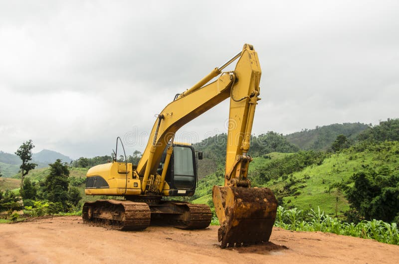 Excavator Loder Machine Works Outdoors Stock Image - Image of roadworks ...