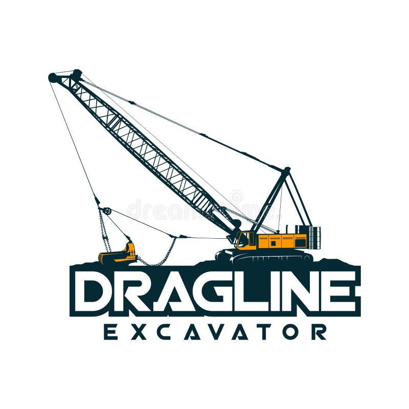 Excavator Dragline Logo Perfect for Logos and Stickers Stock Vector ...