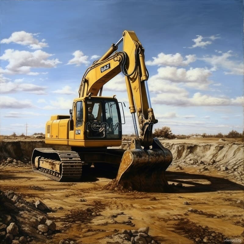 Excavator with Long Arm Ready for Work,backhoe,AI Generated Stock ...