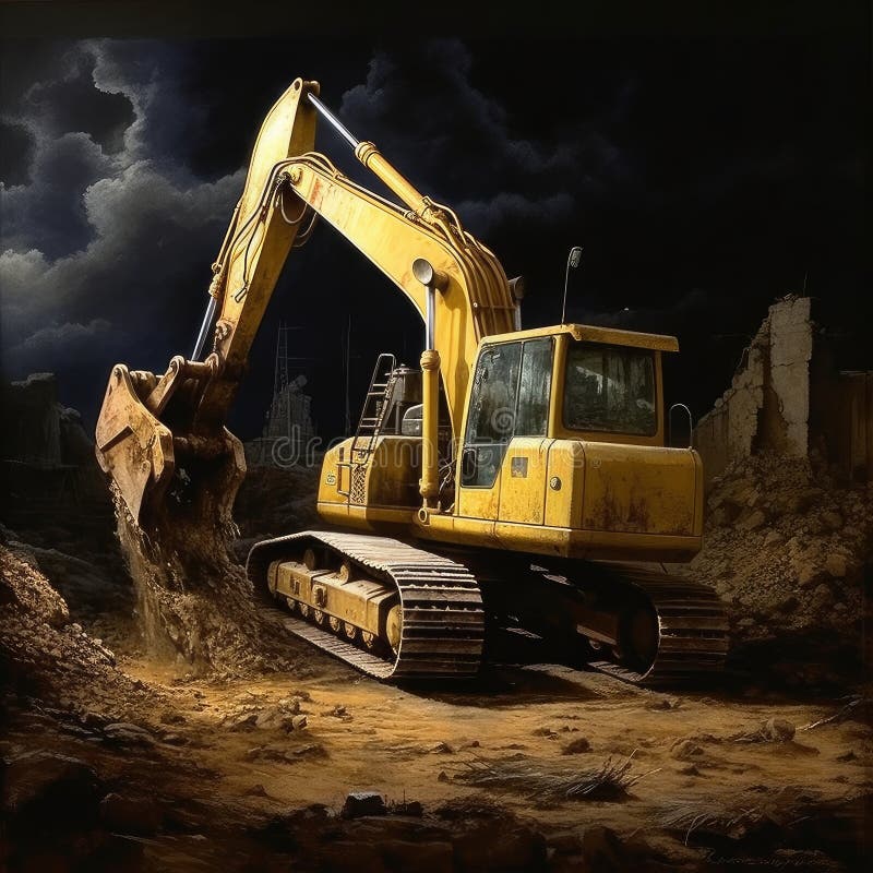 Excavator with Long Arm Ready for Work,backhoe,AI Generated Stock Photo ...