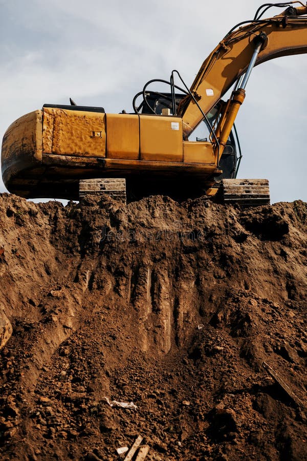 Excavator Machine on Construction Site Stock Image - Image of loader ...
