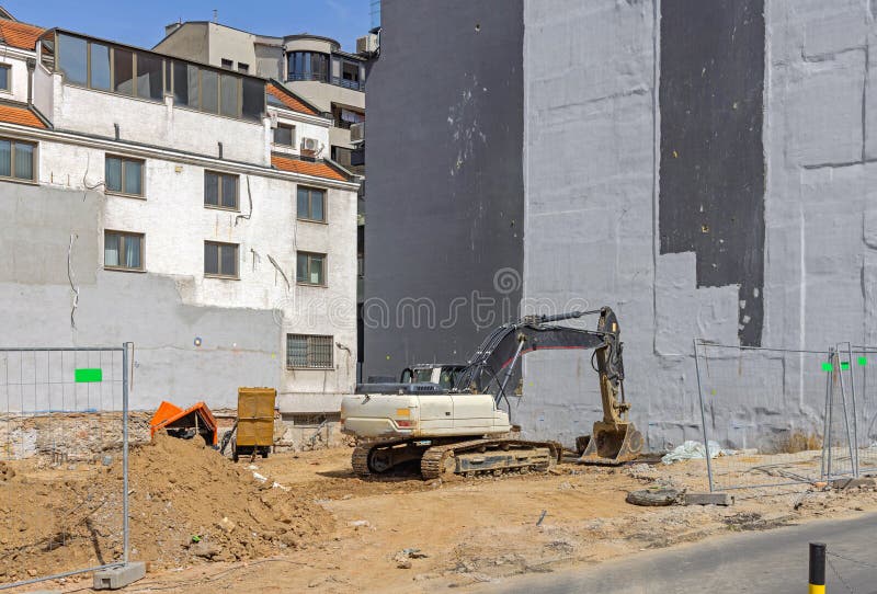 Excavator Machine Construction Site Stock Photo - Image of building ...