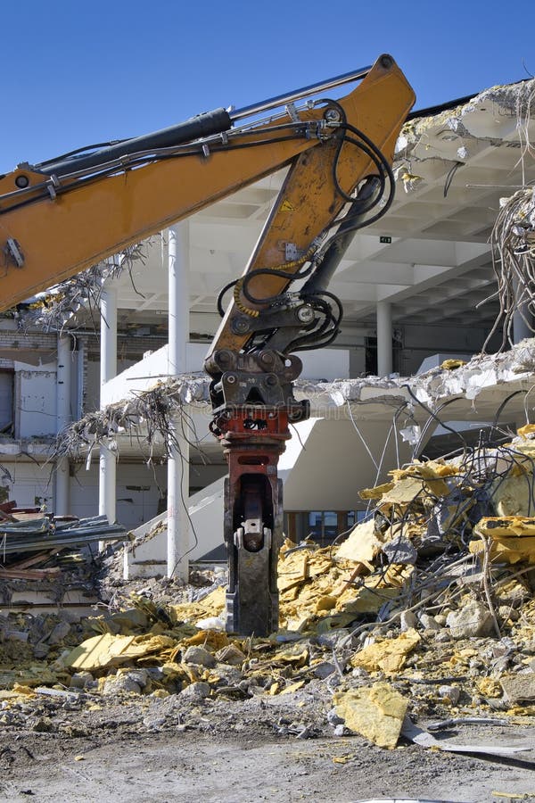 Excavator Machine at a Demolition Construction Site Stock Photo - Image ...