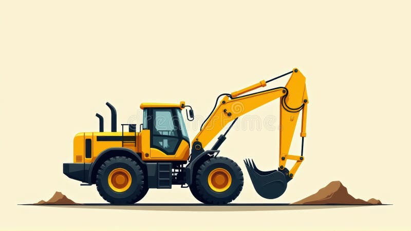 Excavator Machine Digging Soil. Stock Illustration - Illustration of ...