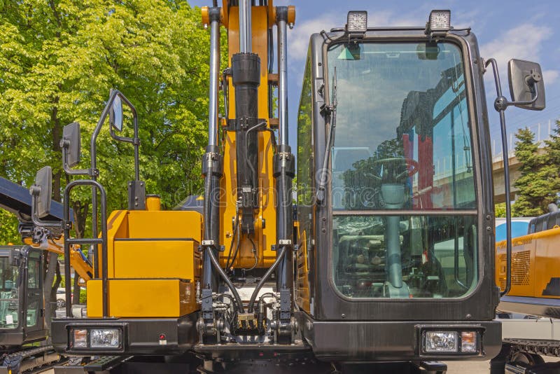 Excavator Machine Driver Cabin Stock Image - Image of windshield ...