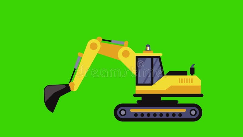 Excavator Machine Running on Green Screen, 2d Animation, Graphic Source ...