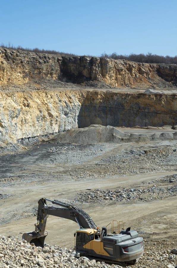 Excavator Machine in Stone Quarry Stock Image - Image of hydraulic ...