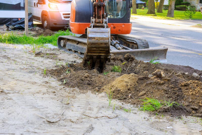 Excavator Machine Unloading Soil Earth Moving Stock Photo - Image of ...