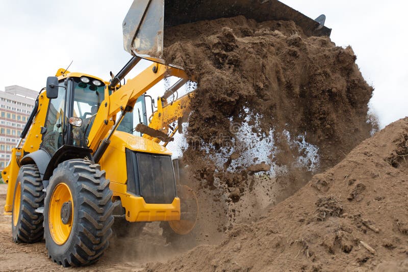 Excavator Machine Unloading Soil Stock Photo - Image of equipment ...