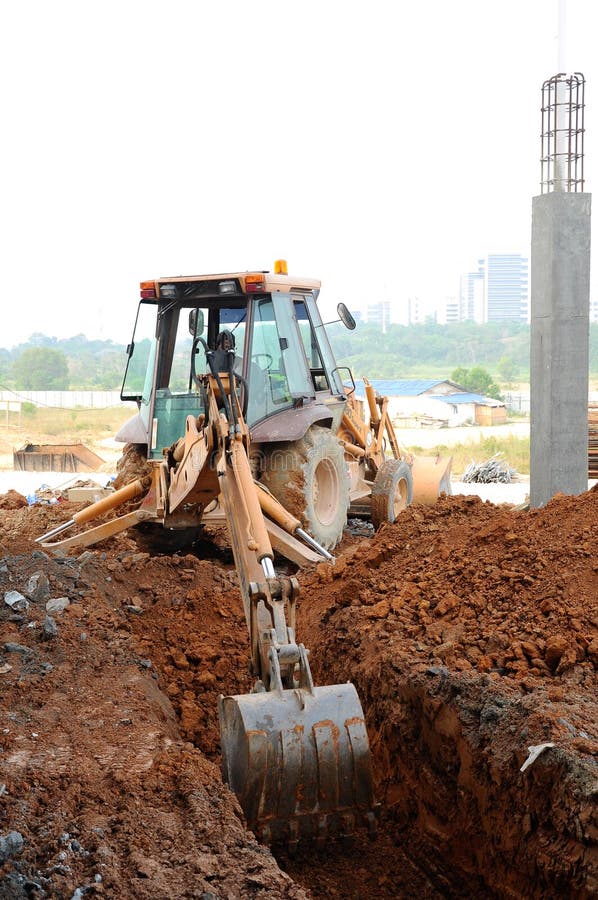 Excavator Machine Used for Earthwork at the Construction Site Stock ...