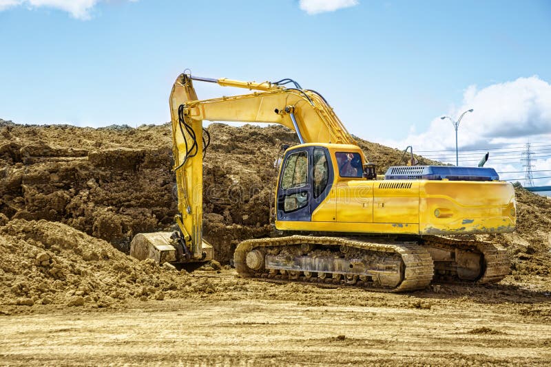 Excavator Machinery at Construction Site Stock Photo - Image of loader ...