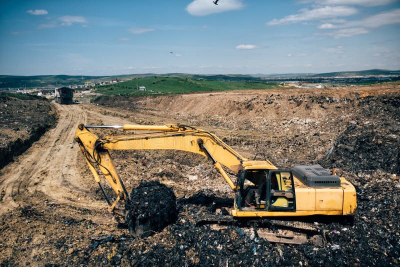Excavator Machinery Digging and Working on Construction Site Stock ...