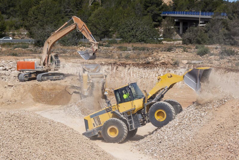 Excavator Machines in the Construction Site Stock Image - Image of ...