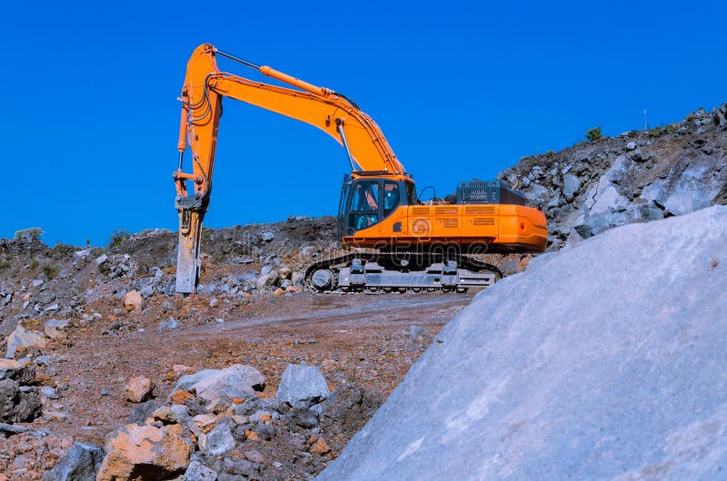 The excavator in mine stock photo. Image of machine, yellow - 90556588