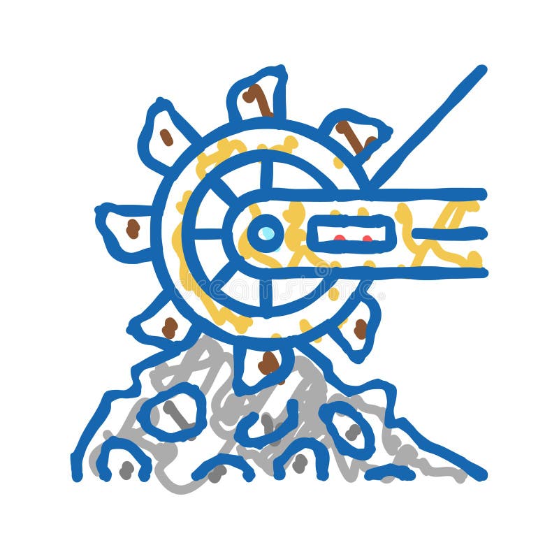 Excavator Mining Machine Icon Doodle Illustration Stock Vector ...