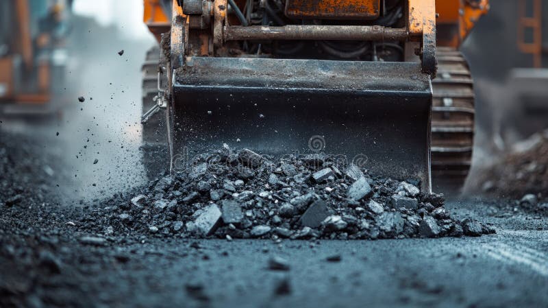 Excavator Moving Rubble on a Construction Site. Stock Image - Image of ...