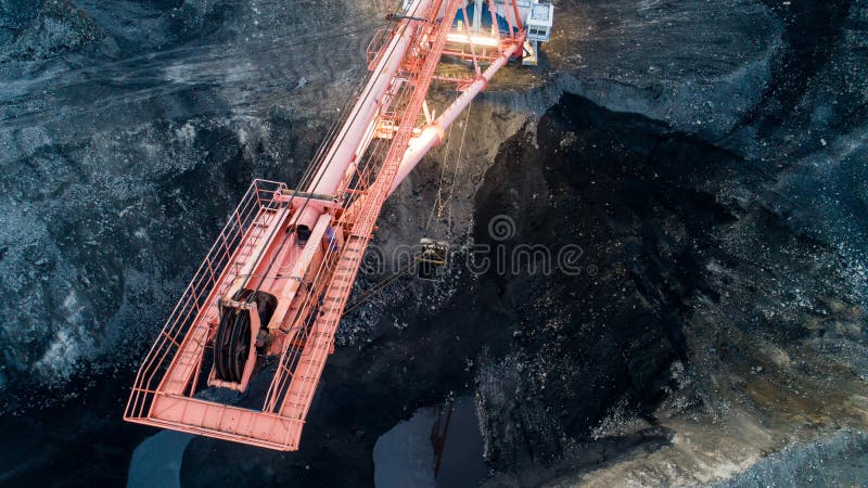 Excavator Open Pit Coal Mining Night Lights Stock Photo - Image of ...