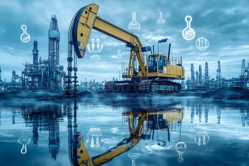 Excavator in an Industrialized Oil Rig Setting with Floating Tool ...