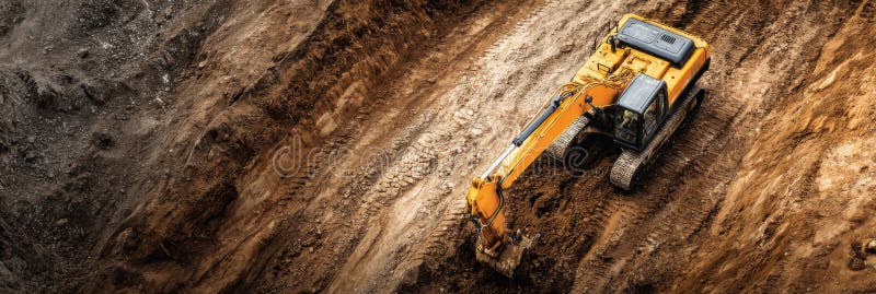 Excavator Operating in a Trench at a Construction Site during Daylight ...