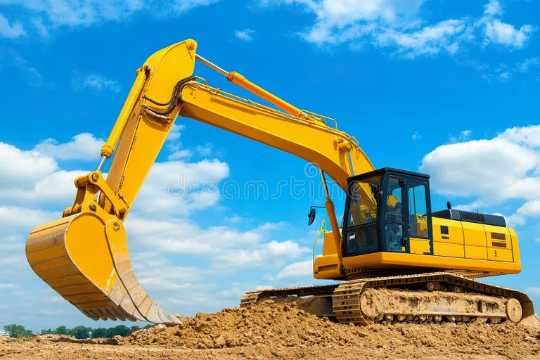 Excavator Operator Performing Earthworks at Construction Site Under ...