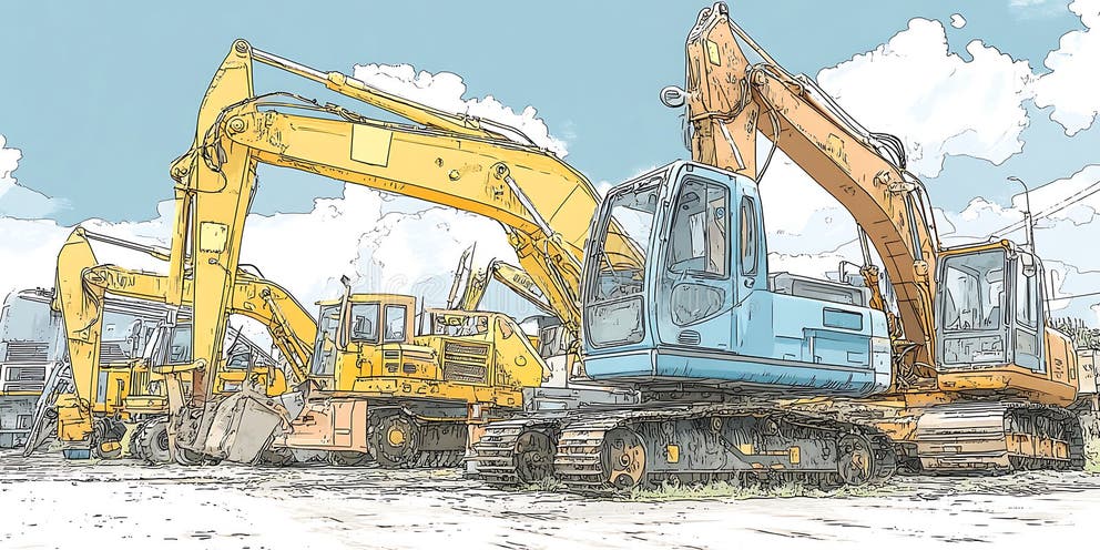 Excavator Operator Relaxing Construction Worker Resting on Heavy ...