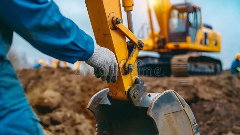 Excavator Operator at Work stock photo. Image of construction - 375217596