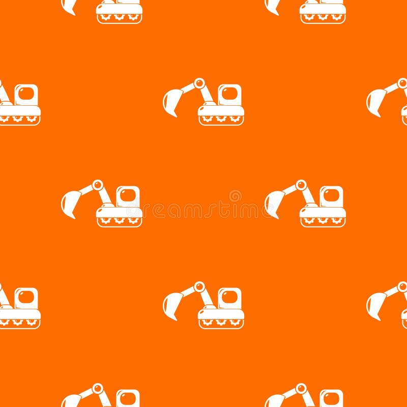 Excavator Pattern Vector Orange Stock Vector - Illustration of heavy ...