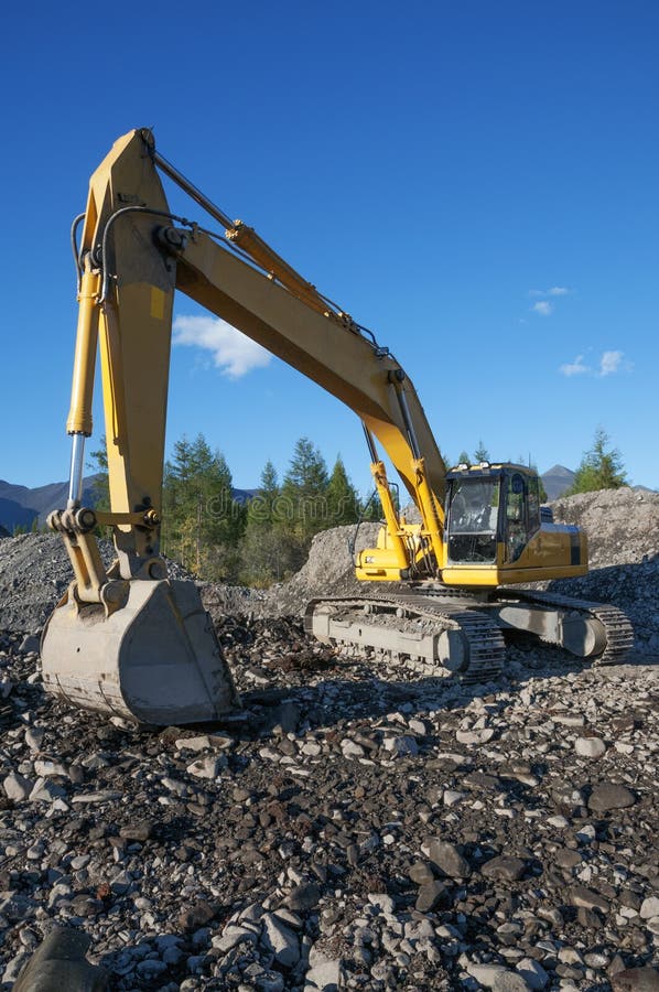 Excavator in Pause Mode at a Construction Site Stock Image - Image of ...