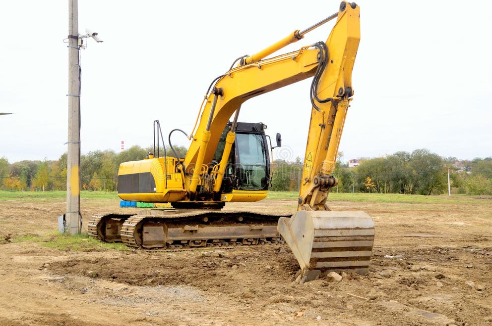 Excavator Performs Excavation Work in the Swamp Stock Photo - Image of ...