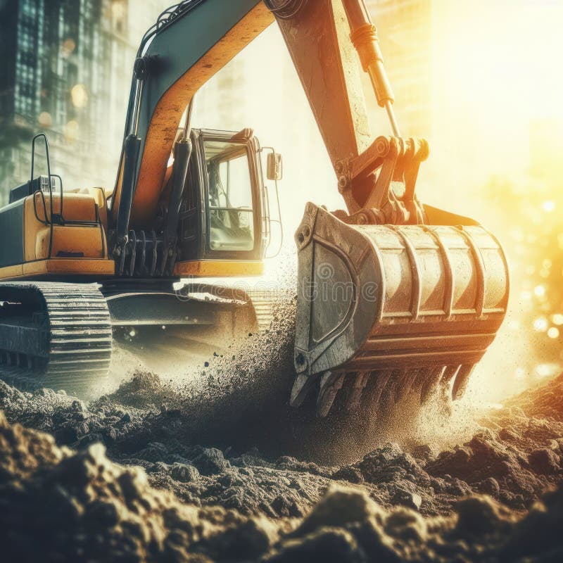 The Excavator Pours Out Soil during Operation. Stock Image - Image of ...