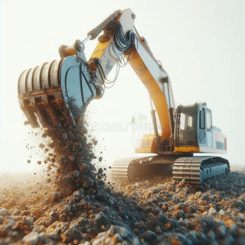 An Excavator Pours Soil from a Bucket. Stock Image - Image of industry ...