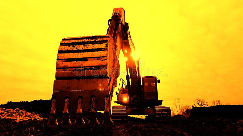 Excavator prepares to dig. stock image. Image of company - 176456561