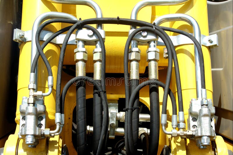 Hydraulic Lift Pressure Pipes System Stock Photo - Image of device ...