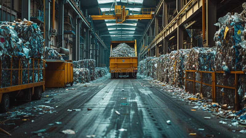 Excavator on Primary Sorting of Garbage at Waste Processing Plant ...