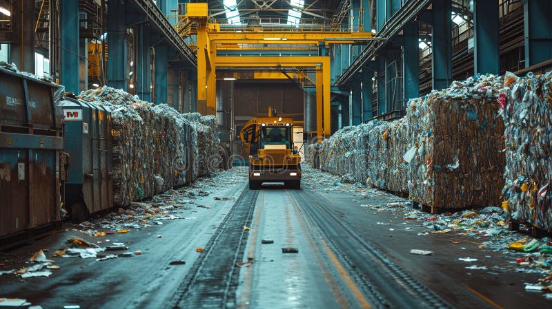 Excavator on Primary Sorting of Garbage at Waste Processing Plant ...